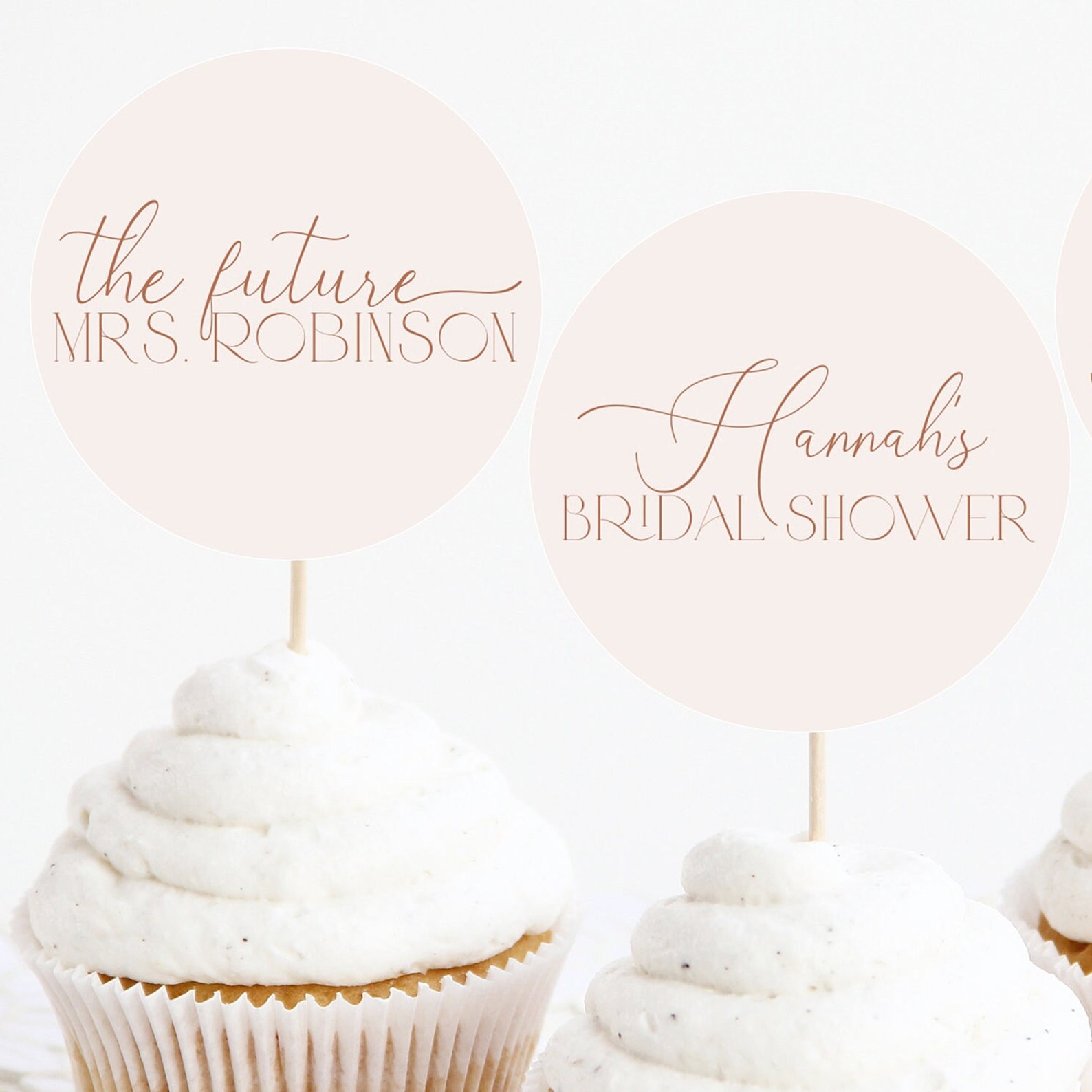 Boho Minimal Bridal Shower Cupcake Toppers Bridal Shower - Etsy