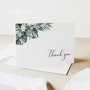 Tropical Thank You Card Template, Printable Thank You Card, Instant ...