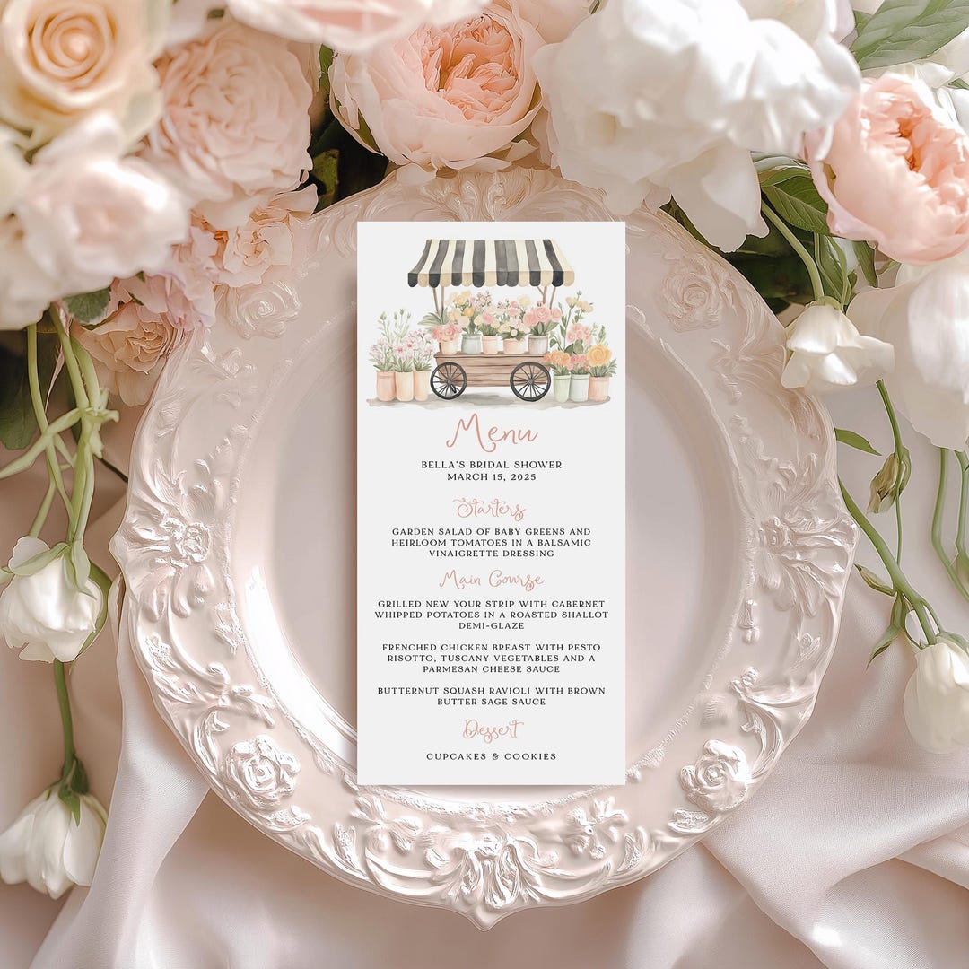 Bridal Shower Menu Template, Printable Bridal Lunch Menu, Editable ...