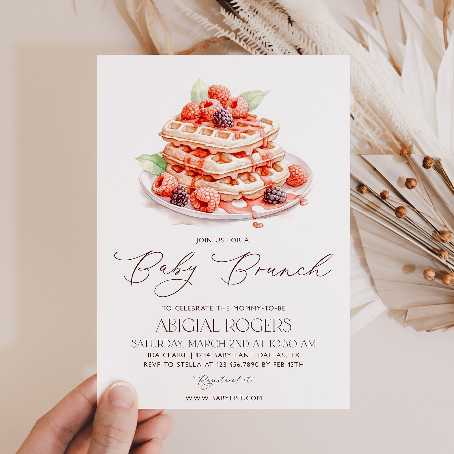 Baby Brunch Invitation Template, Brunch Waffle Invite, Breakfast Baby ...