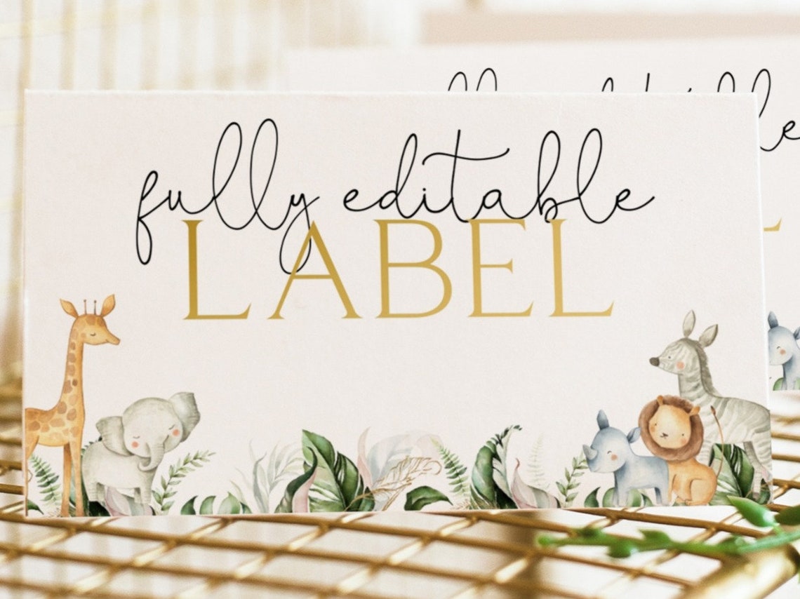 Editable Food Labels Wild One Food Label Card Safari - Etsy