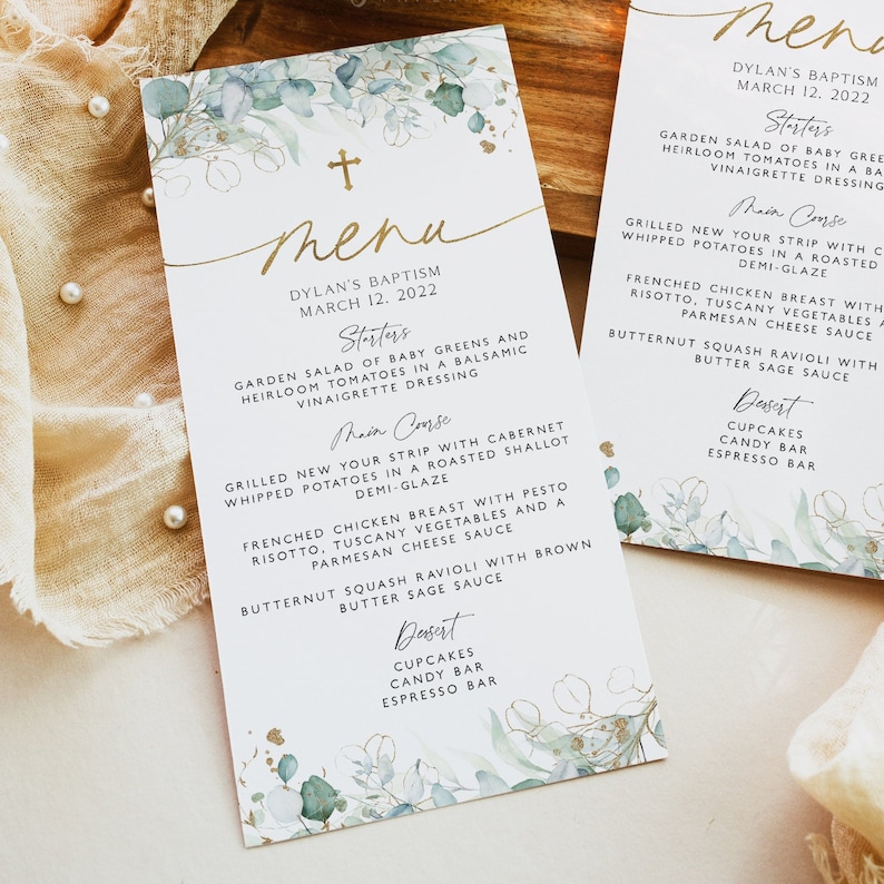 Baptism Menu Template, Printable Christening Menu Template, Printable ...