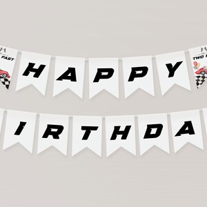 Two Fast Happy Birthday Banner, Red Race Car Happy 1st Birthday Banner ...