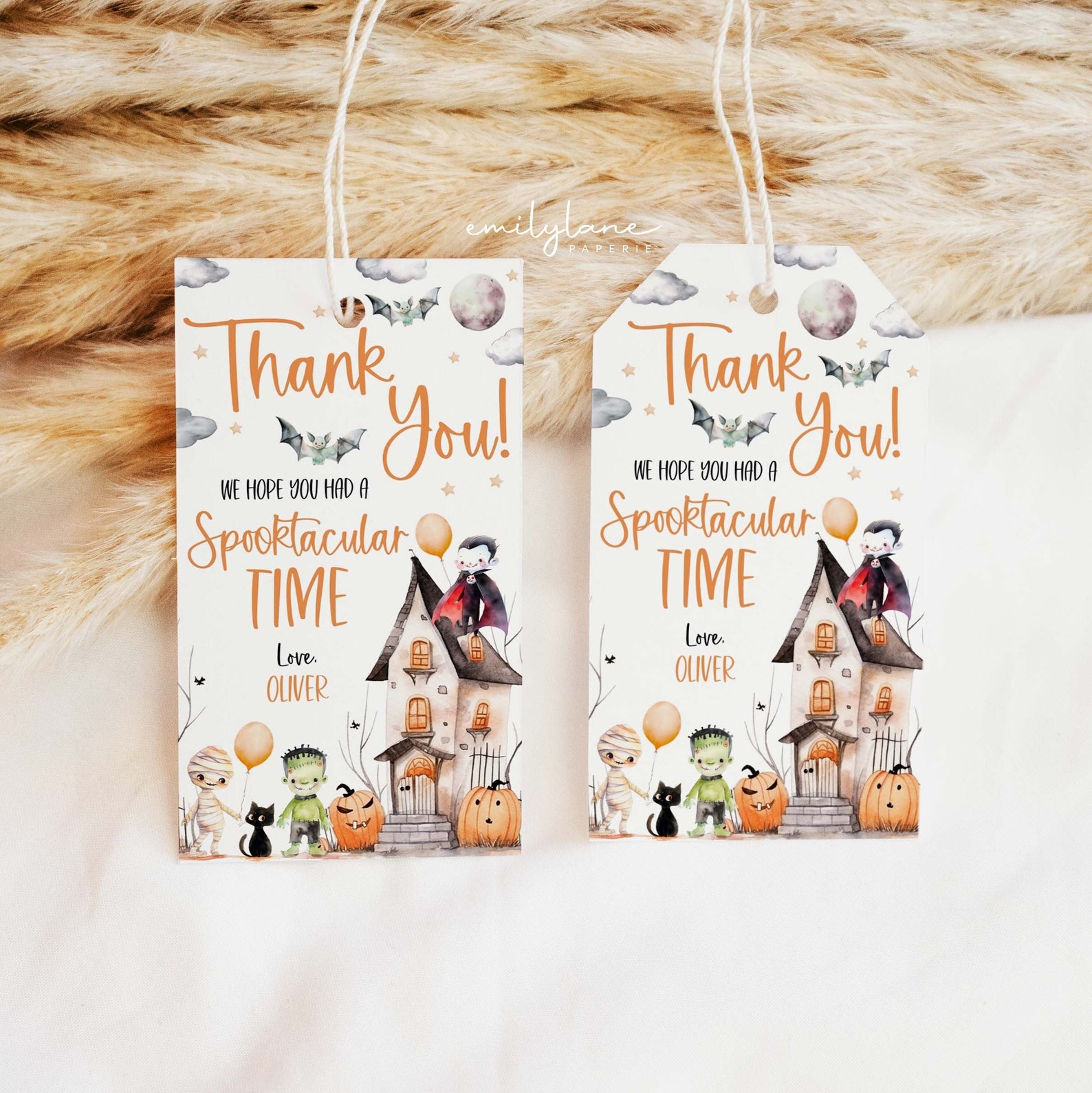 Spooky One Birthday Favor Tag, Spooktacular Thank You Tag, Halloween ...