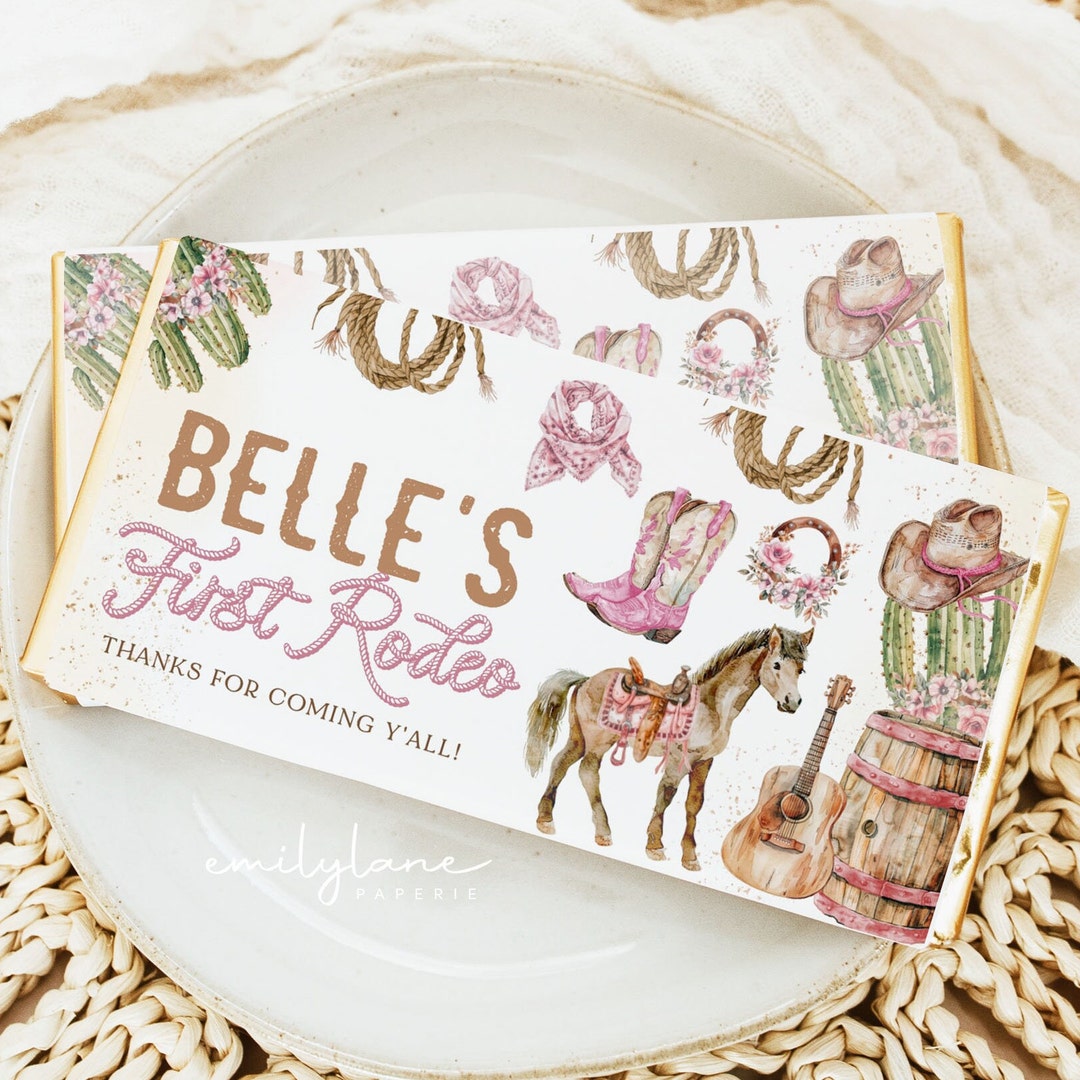 First Rodeo Chocolate Bar Wrapper, Pink Western Candy Bar Wrapper ...