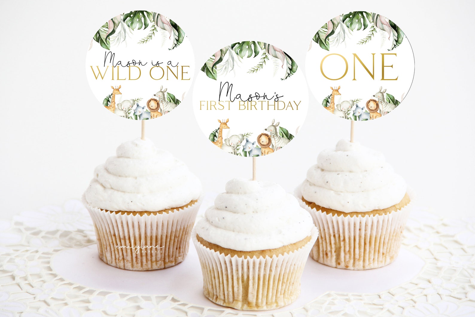 Wild One Cupcake Toppers Safari Cupcake Toppers 1st Birthday - Etsy