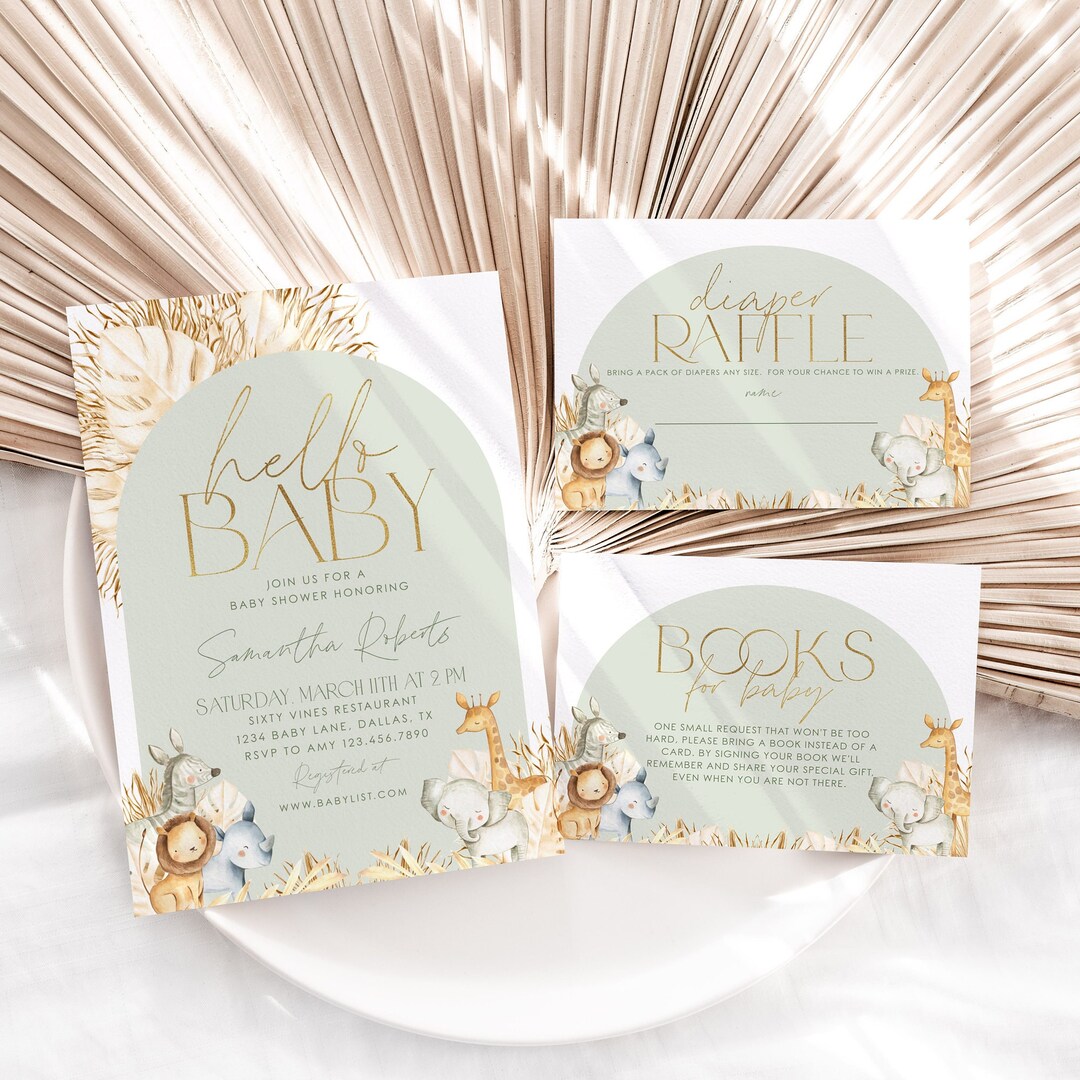 Boho Safari Baby Shower Invitation Set, Boho Jungle Baby Shower Invite ...