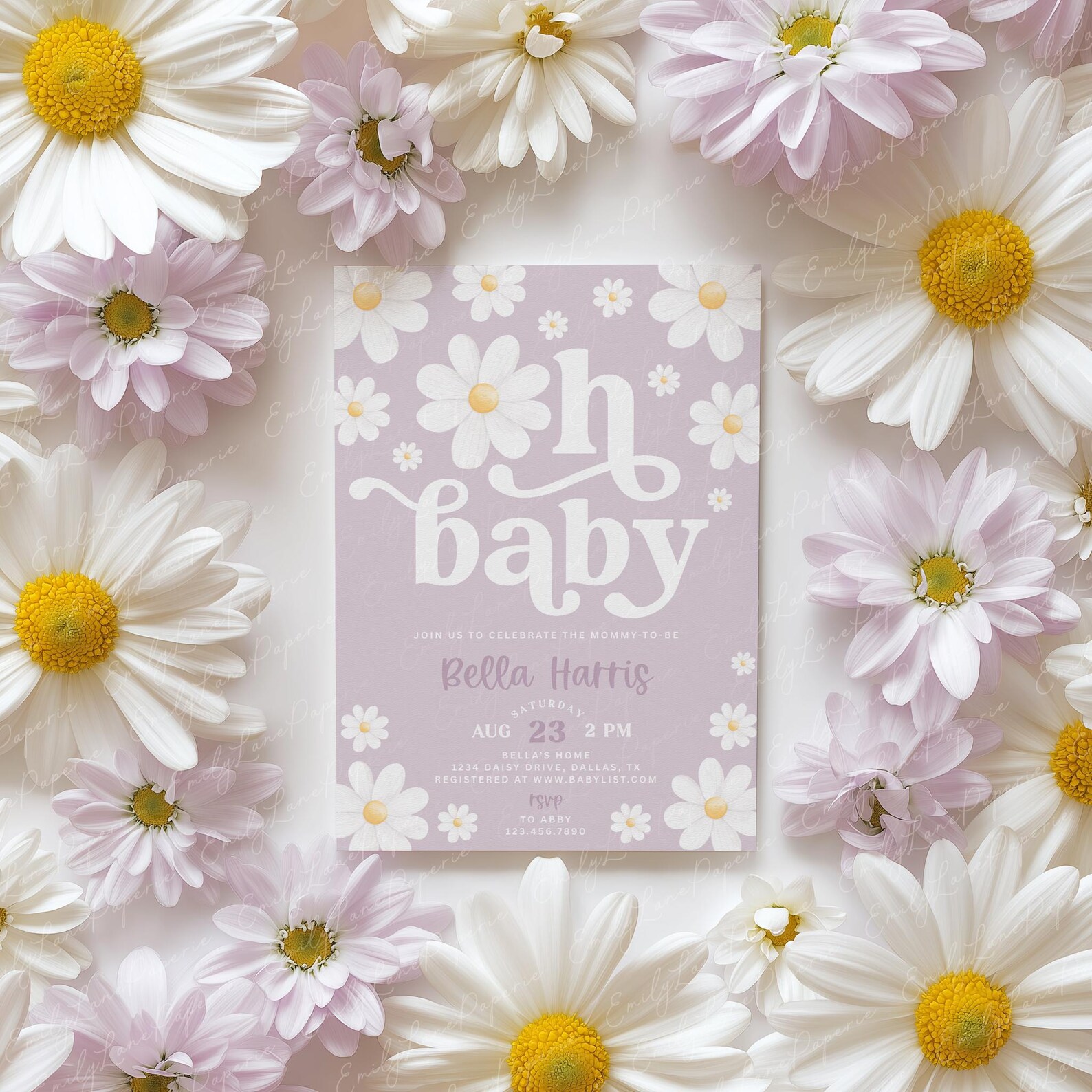 Daisy Baby Shower Invitation, Daisy Oh Baby Shower Invitation, Daisy ...