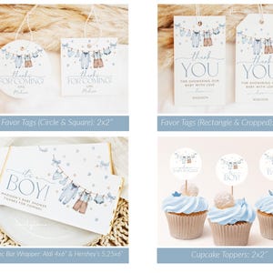 Blue Clothesline Baby Shower Invitation Bundle Boy, Boy Clothes Baby ...