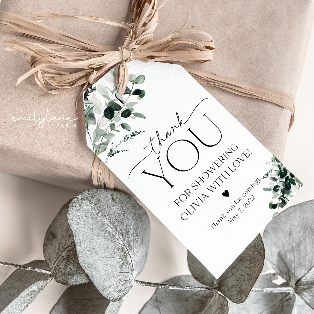 Baby Shower Favor Tag, Thank You Tag, Greenery Baby Shower Favor Tag ...
