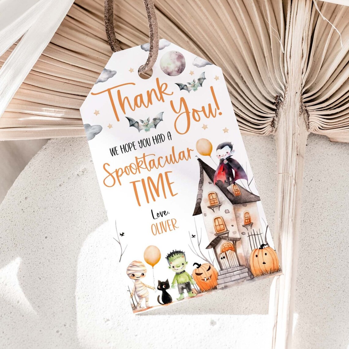Spooky One Birthday Favor Tag, Spooktacular Thank You Tag, Halloween ...