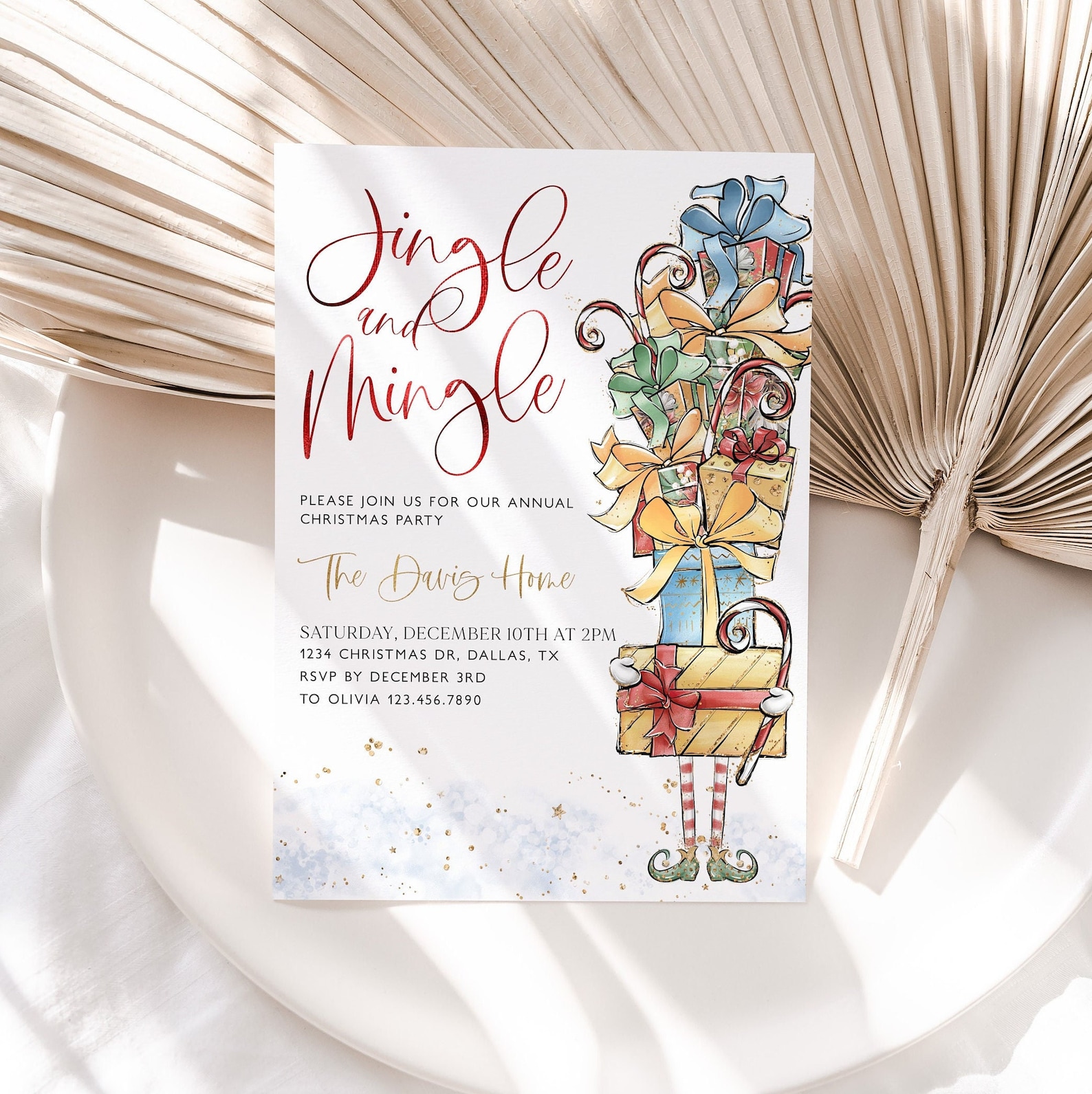 Christmas Party Invitation Jingle and Mingle Invite Holiday - Etsy