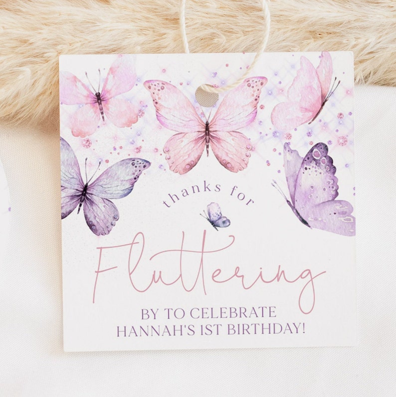 Butterfly Birthday Thank You Favor Tag Birthday Thank You - Etsy