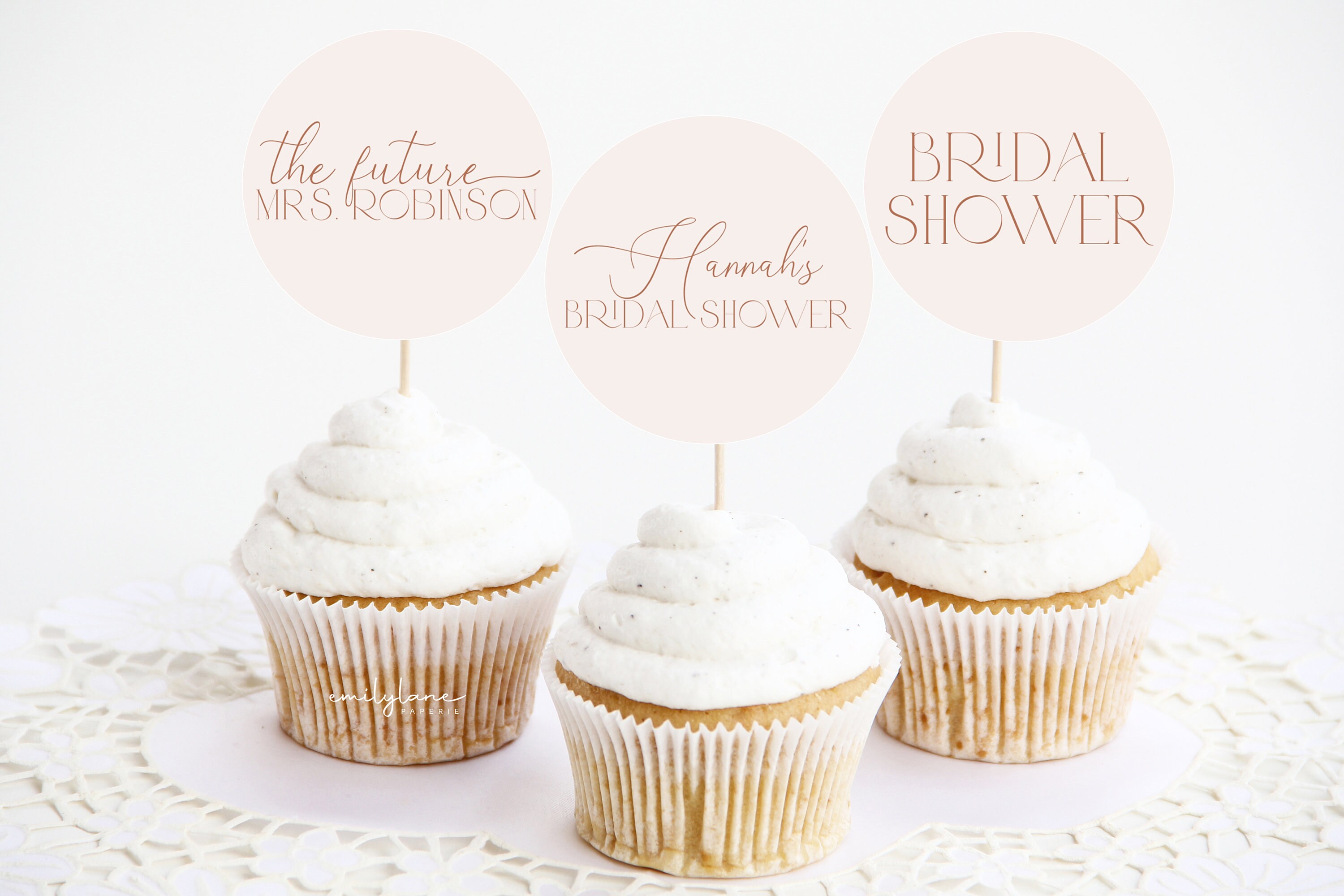Boho Minimal Bridal Shower Cupcake Toppers Bridal Shower - Etsy