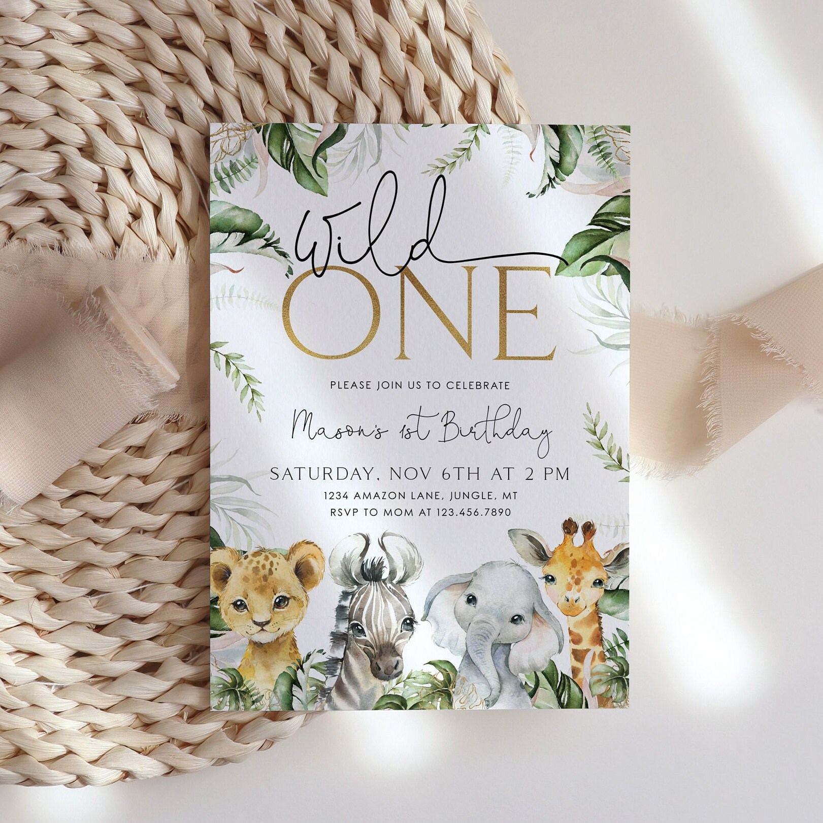 Wild One Birthday Boy Invitation Wild One Invitation | Etsy