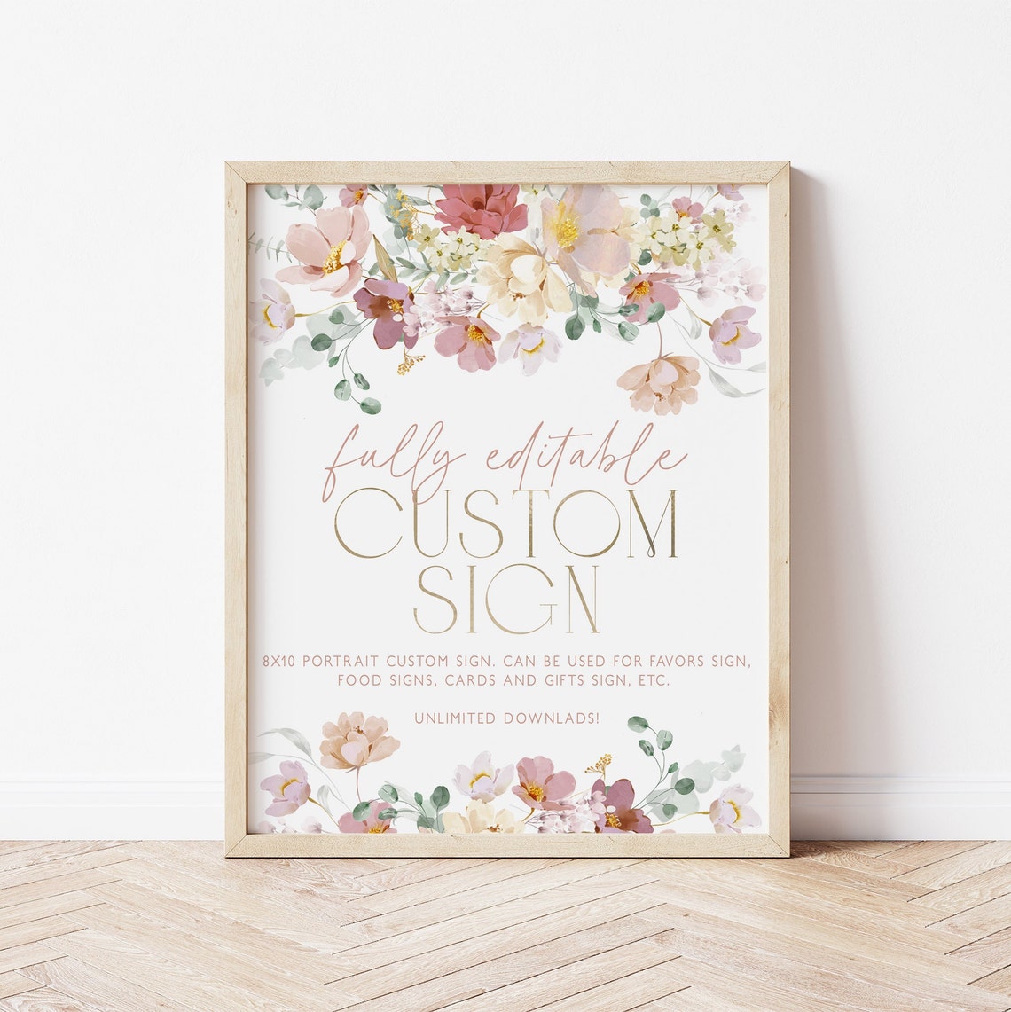 Custom Editable Sign Custom 8x10 Sign Floral Birthday - Etsy