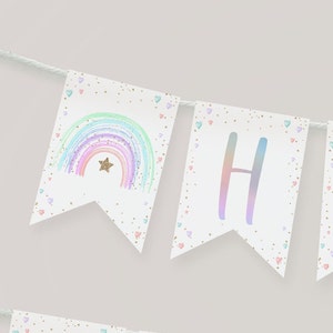 Pastel Rainbow Happy Birthday Banner, Happy 1st Birthday Banner ...