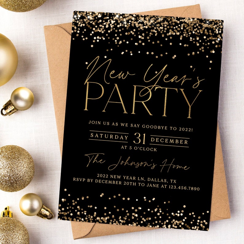 New Years Eve Party Invitation NYE Party Invitation Template - Etsy