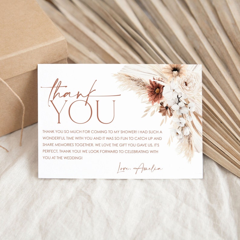Boho Thank You Card Template Printable Thank You Card Instant - Etsy
