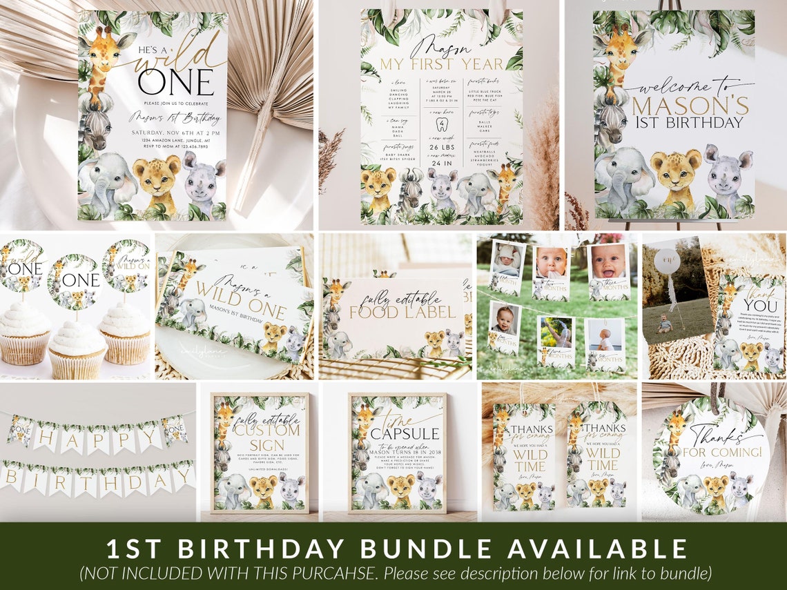 Editable Food Labels Wild One Food Label Card Safari | Etsy