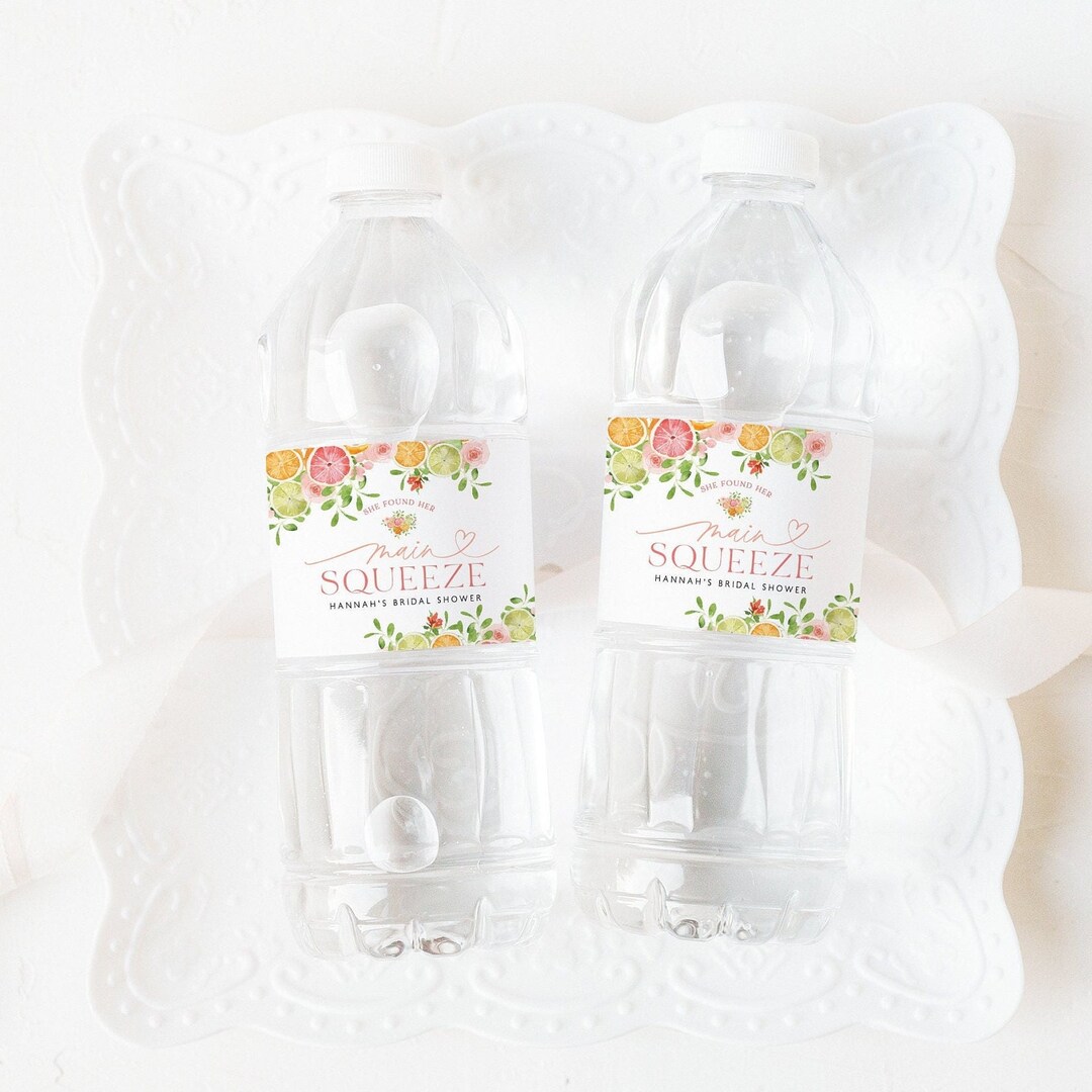 Citrus Water Bottle Label, Main Squeeze Bridal Shower Water Label ...