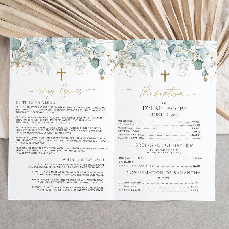 Baptism Programs Printable Christening Program Template - Etsy