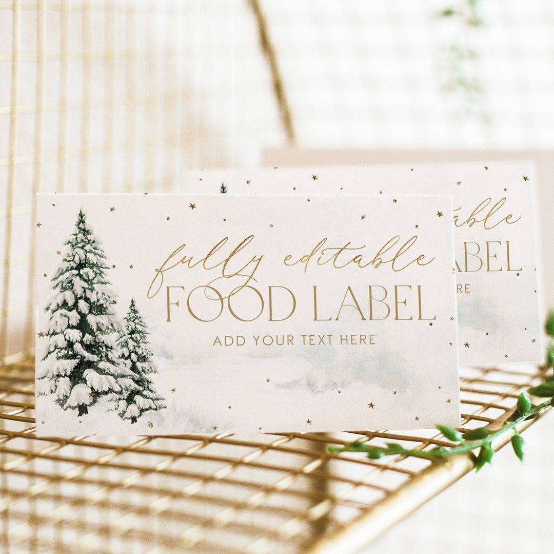 Editable Food Labels, Winter Snow Food Label Card, Woodland Birthday ...