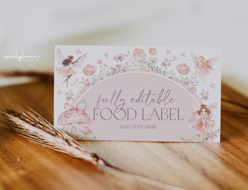 Fairy Food Labels, Boho Arch Fairy Garden Food Label Card, Fairy Floral ...