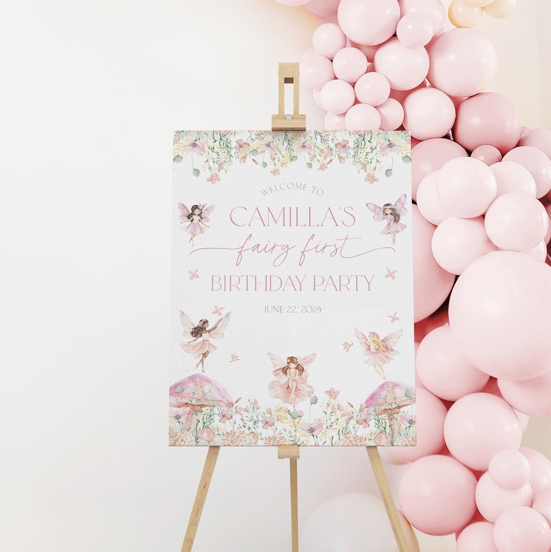 Fairy 1st Birthday Welcome Sign, Fairy Birthday Welcome Sign, 1st ...