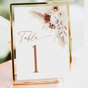 Printable Boho Table Numbers Template, Wedding Table Numbers, Boho ...
