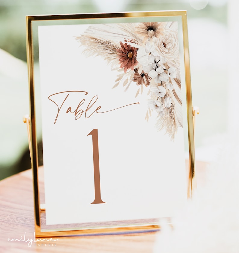 Printable Boho Table Numbers Template Wedding Table Numbers - Etsy