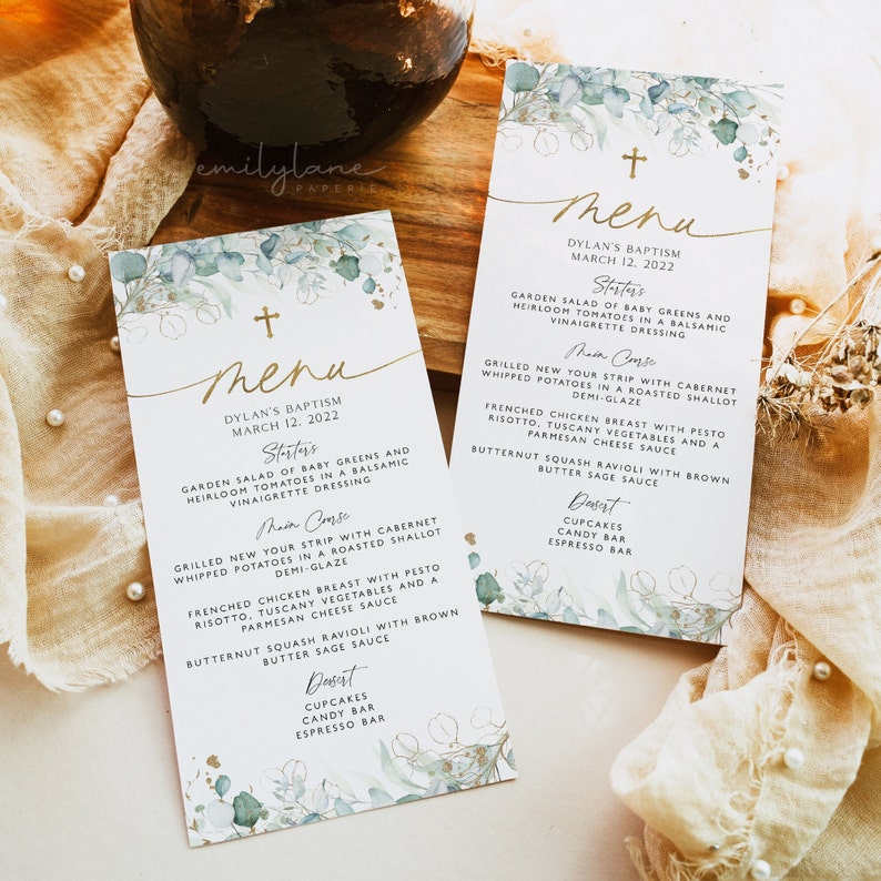 Baptism Menu Template, Printable Christening Menu Template, Printable ...