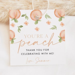 Peach Birthday Thank You Favor Tag, Birthday Thank You Favor Tag, Sweet ...