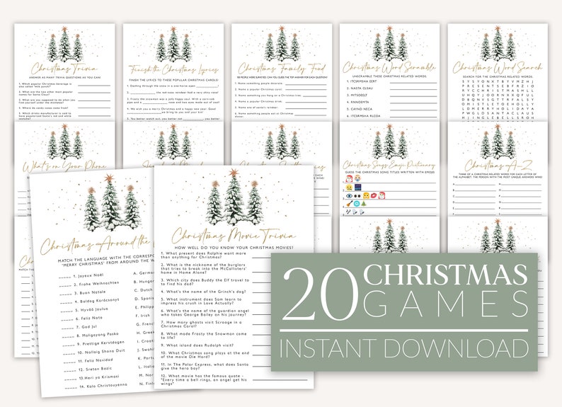 Christmas Party Games Bundle Printable Holiday Games - Etsy