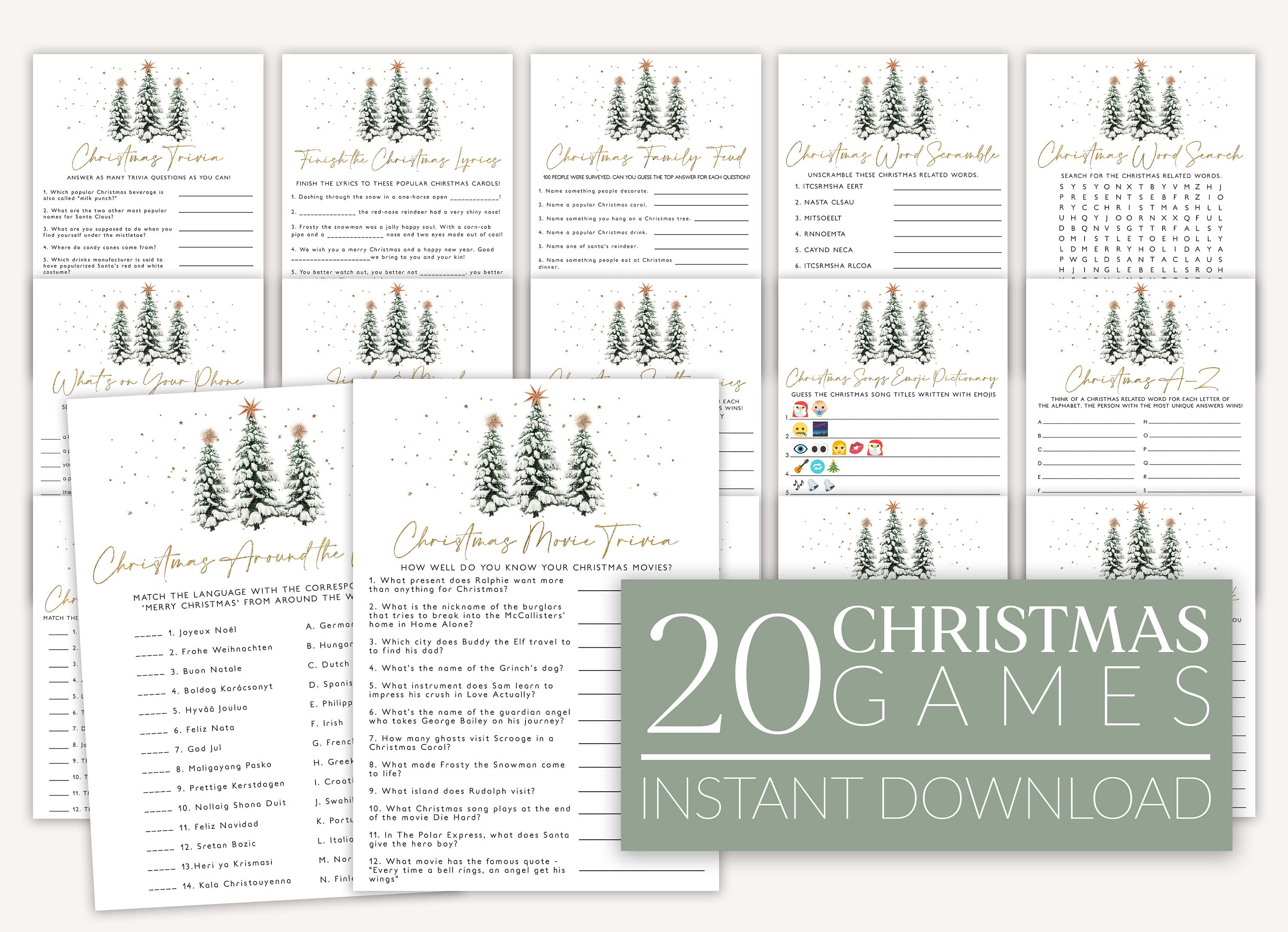 Christmas Party Games Bundle, Printable Holiday Games, Christmas Trivia ...