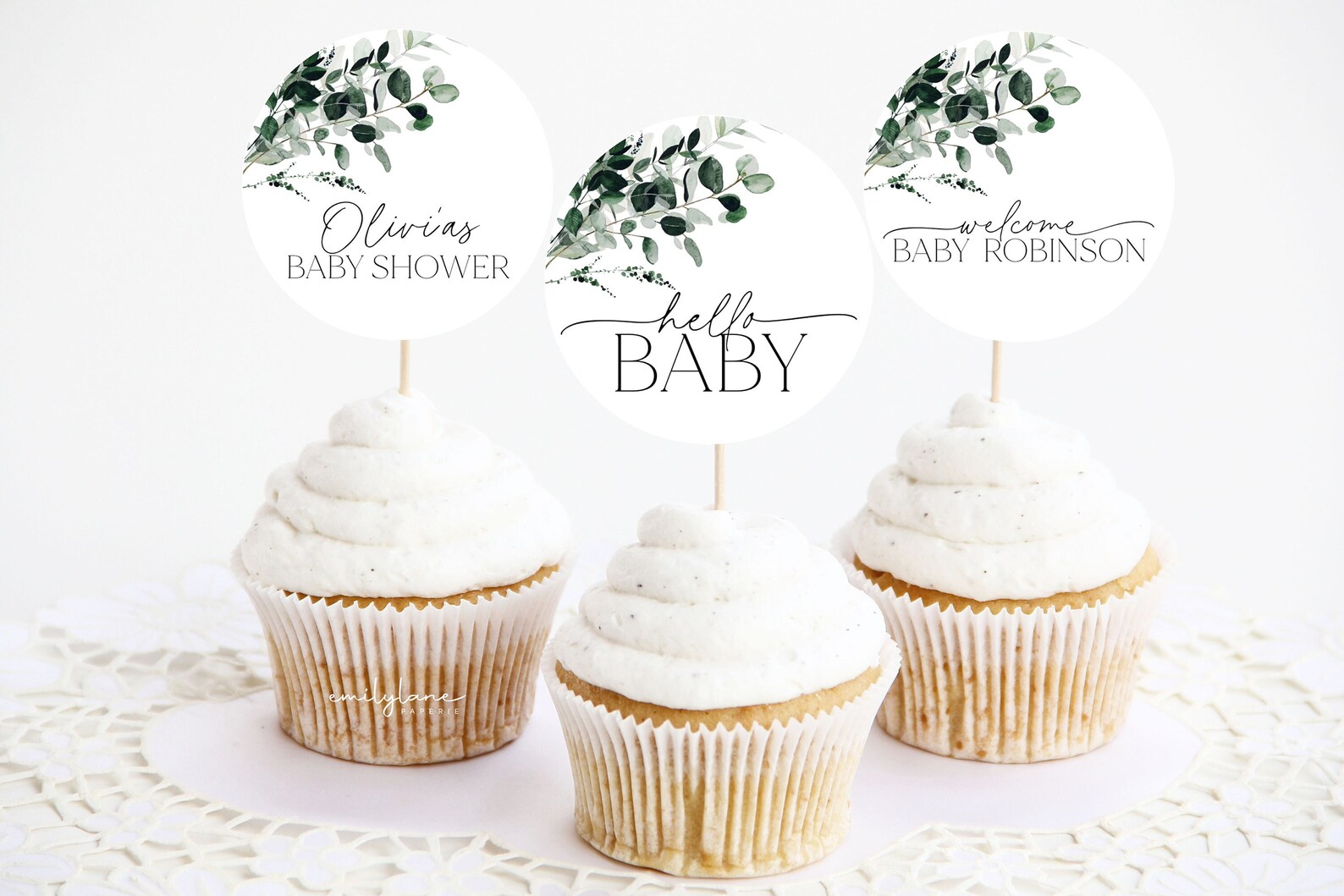 Greenery Cupcake Toppers Baby Shower Cupcake Toppers - Etsy