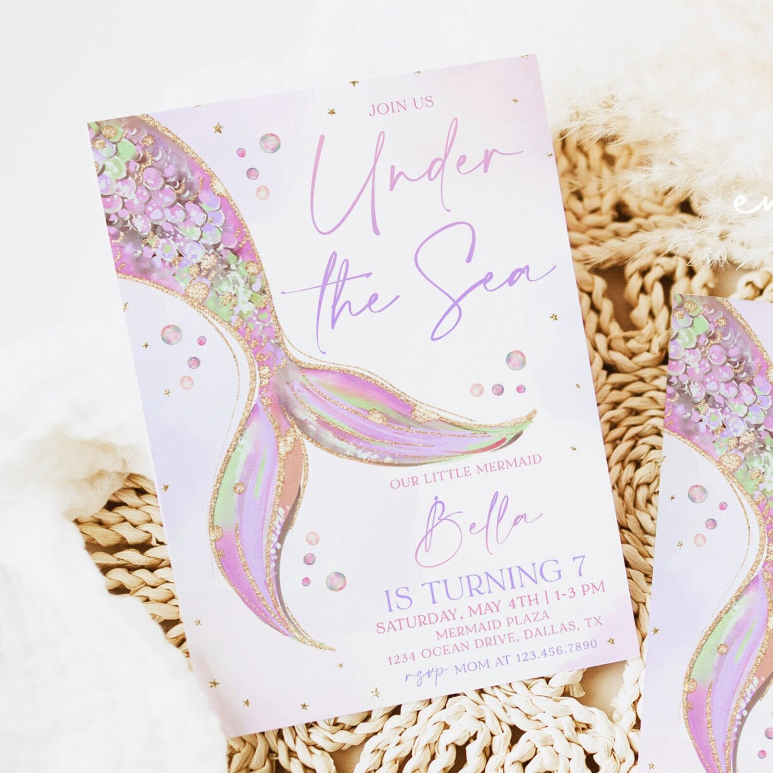 Mermaid Tail Birthday Invitation, Under the Sea Birthday Invitation ...