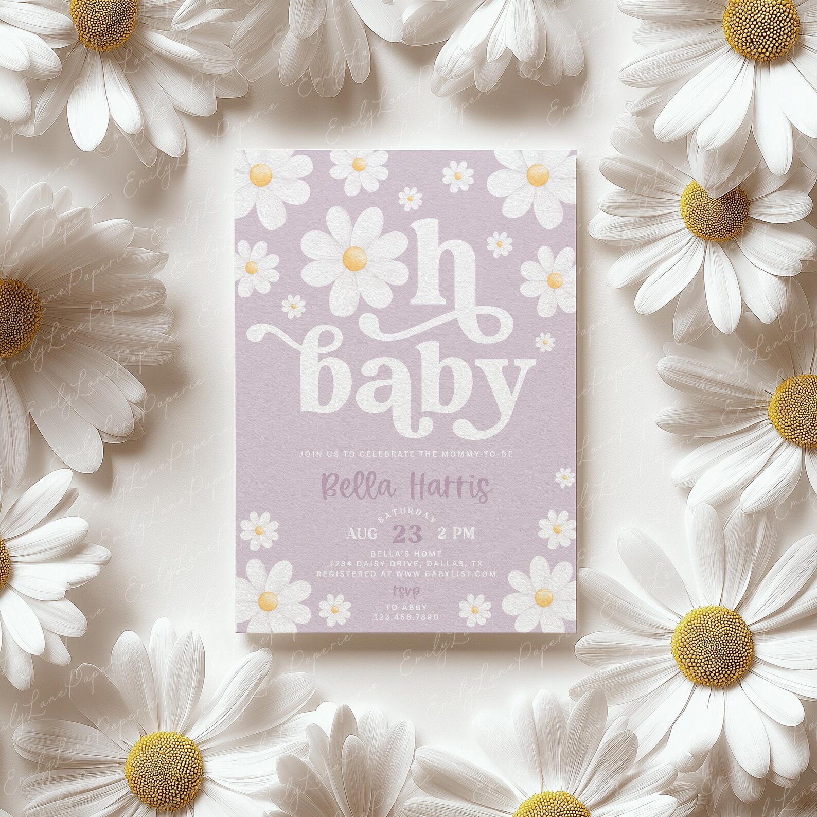 Daisy Baby Shower Invitation, Daisy Oh Baby Shower Invitation, Daisy ...