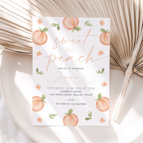Peach Birthday Invitation - Etsy