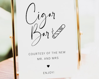Kiki Minimalist Wedding Cigar Bar Sign PRINTABLE EDITABLE - Etsy