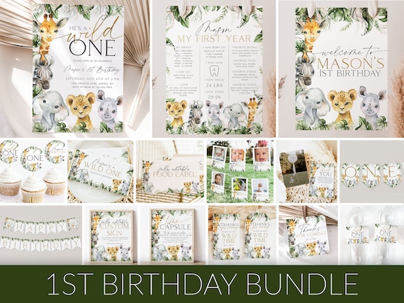 Wild One Birthday Boy Invitation Bundle Wild One Invitation - Etsy