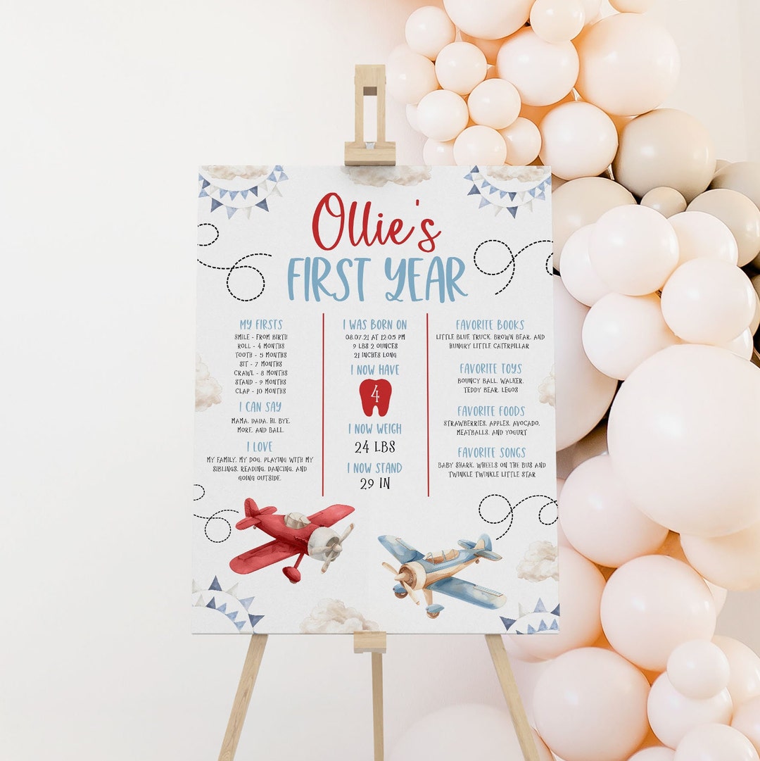 Airplane 1st Birthday Milestone Sign, Milestone Board, 1st Birthday ...