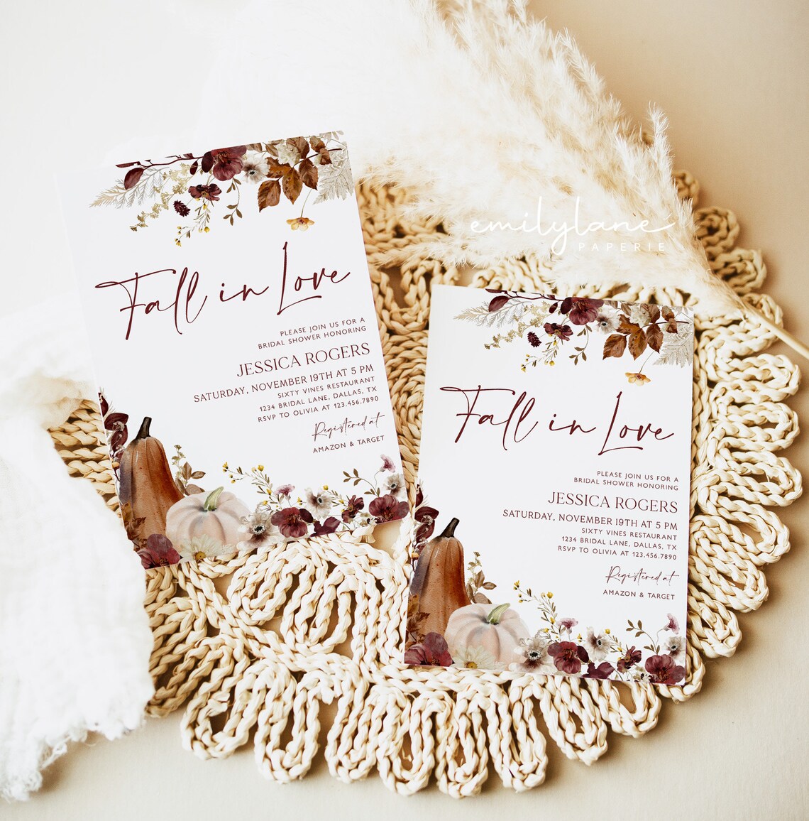 Fall in Love Bridal Shower Invitation, Fall Bridal Shower Invitation ...