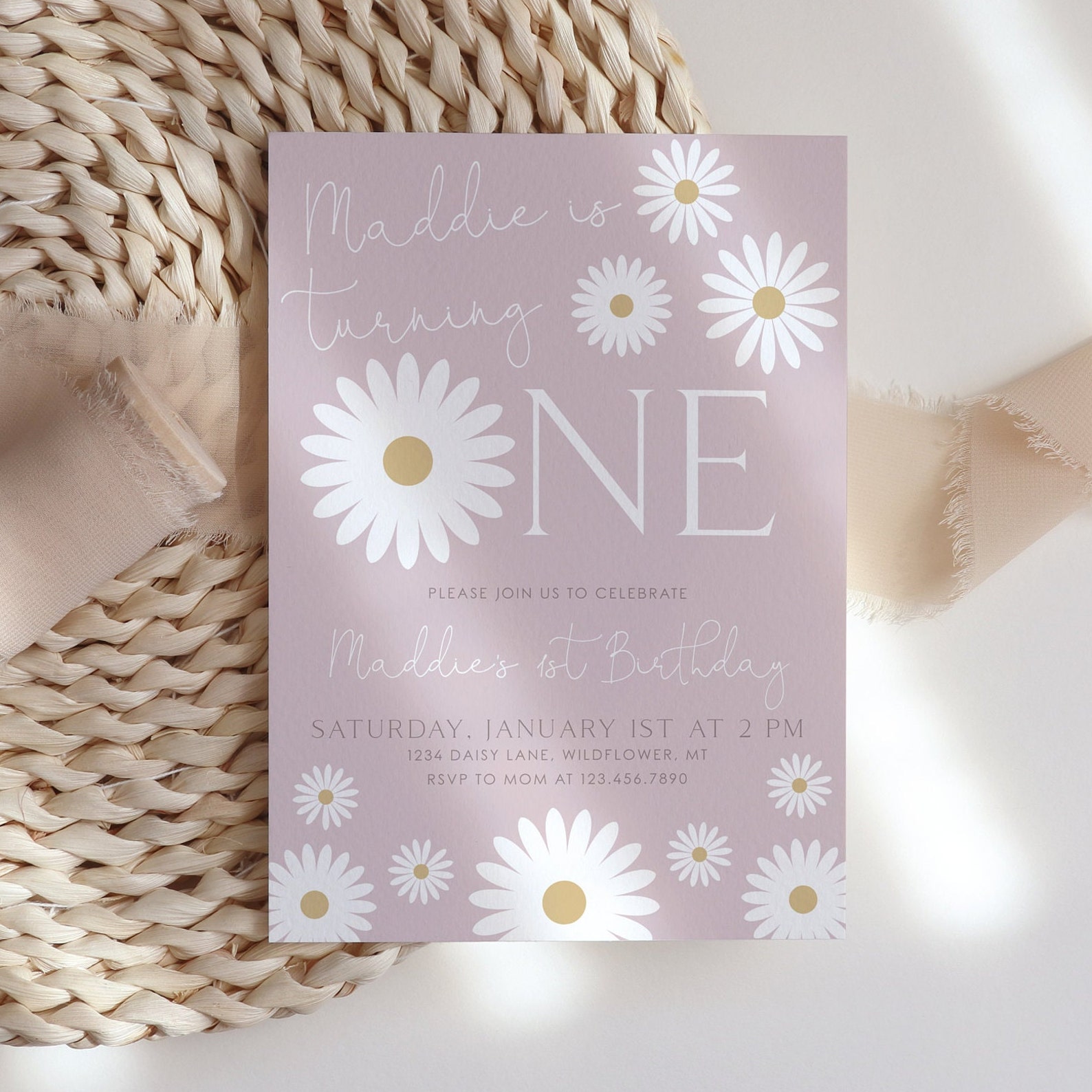 Daisy Birthday Invitation Daisy 1st Birthday Invite Daisy | Etsy