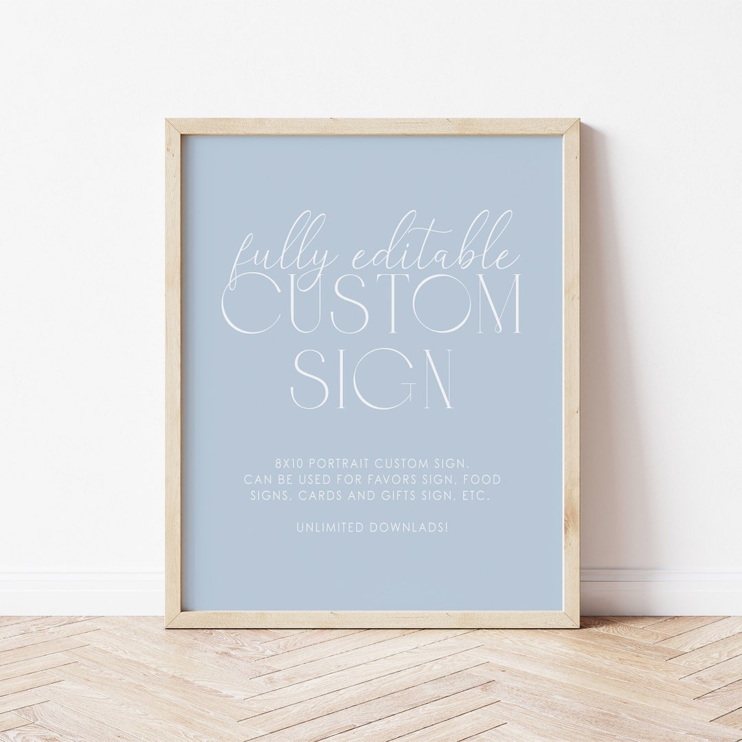 Blue Minimal Boho Editable Sign, Custom 8x10 Sign, Blue Baby Shower ...