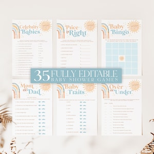 Baby Shower Games Boy, Here Comes the Son Baby Shower Editable Games ...