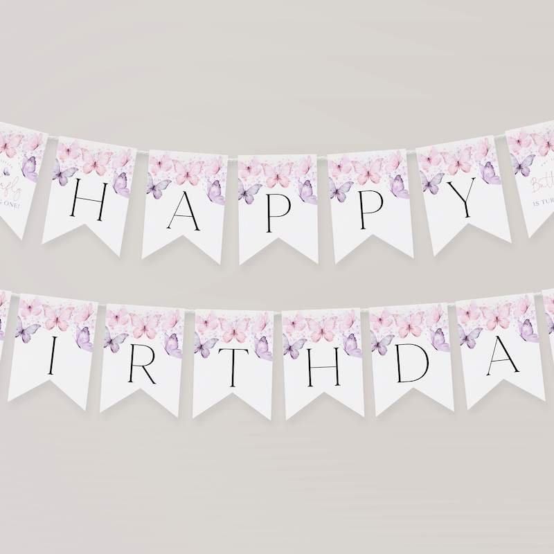 Butterfly Birthday Banner - Etsy