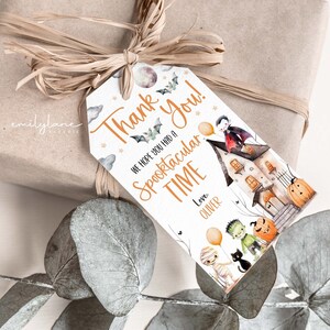 Spooky One Birthday Favor Tag, Spooktacular Thank You Tag, Halloween ...