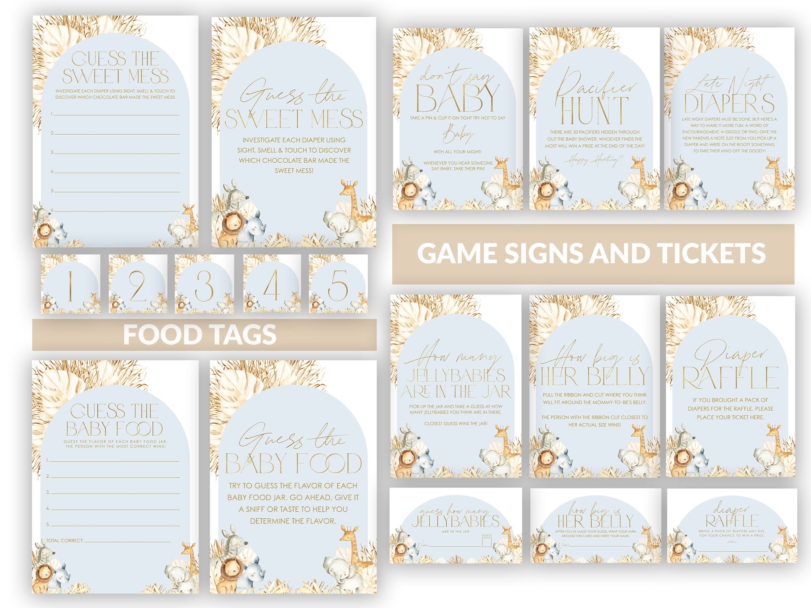 Blue Boho Safari Baby Shower Games Boy Boho Jungle Baby - Etsy