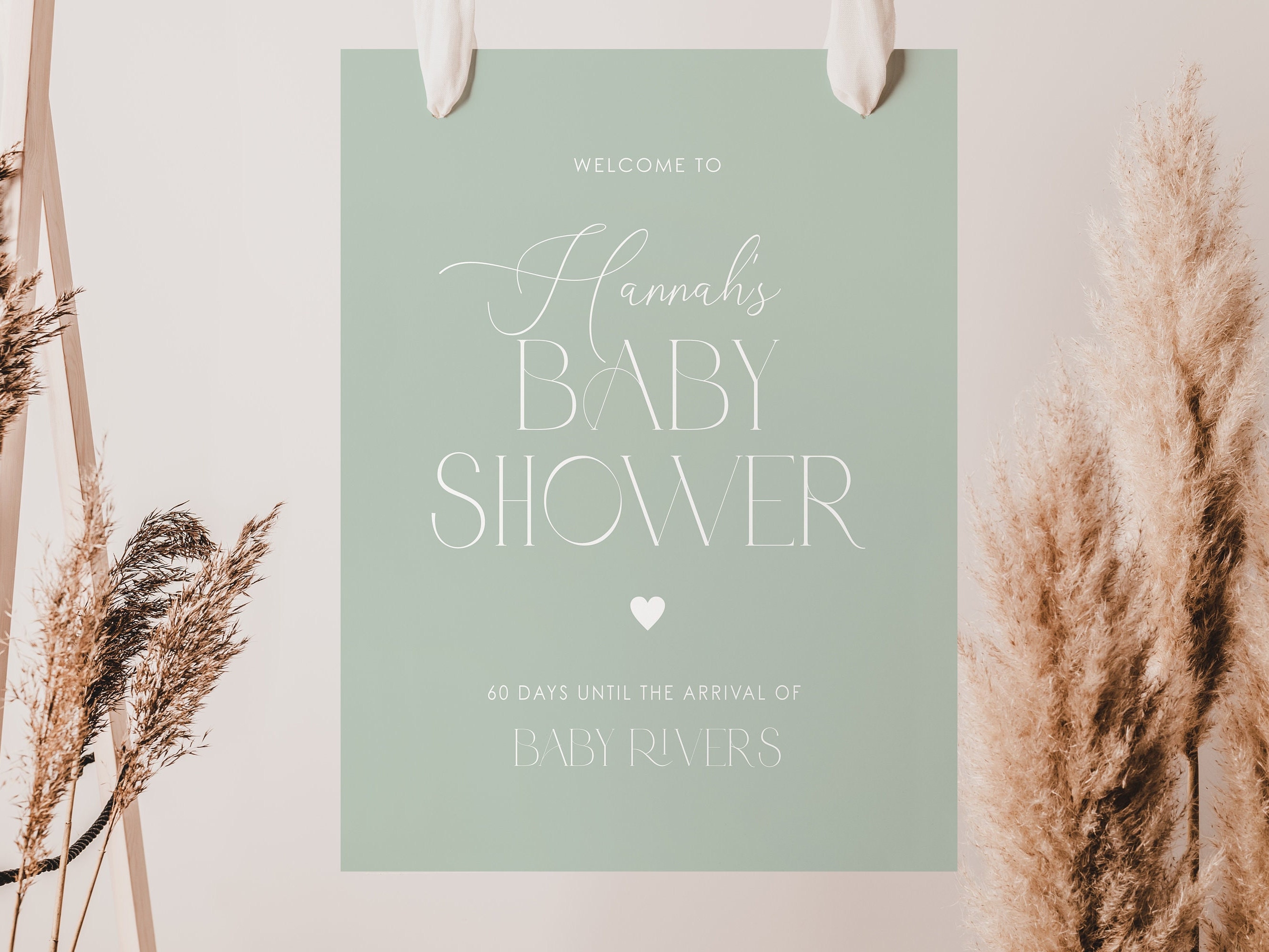 Sage Green Boho Baby Shower Welcome Sign Baby Shower Welcome | Etsy